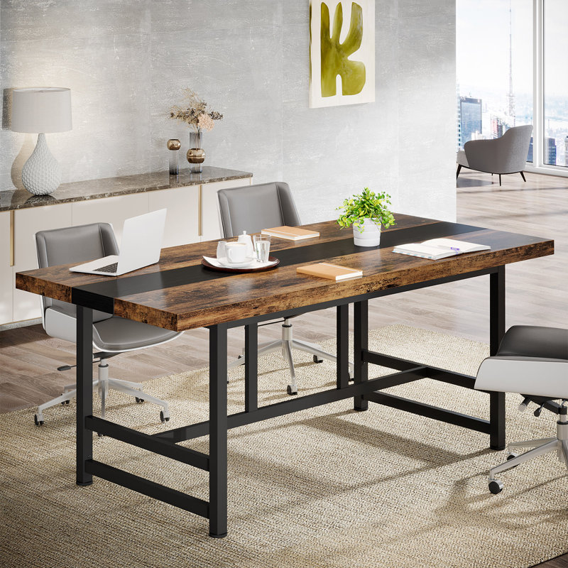 70.86 Rectangle Conference Table 17 Stories Top Finish Brown